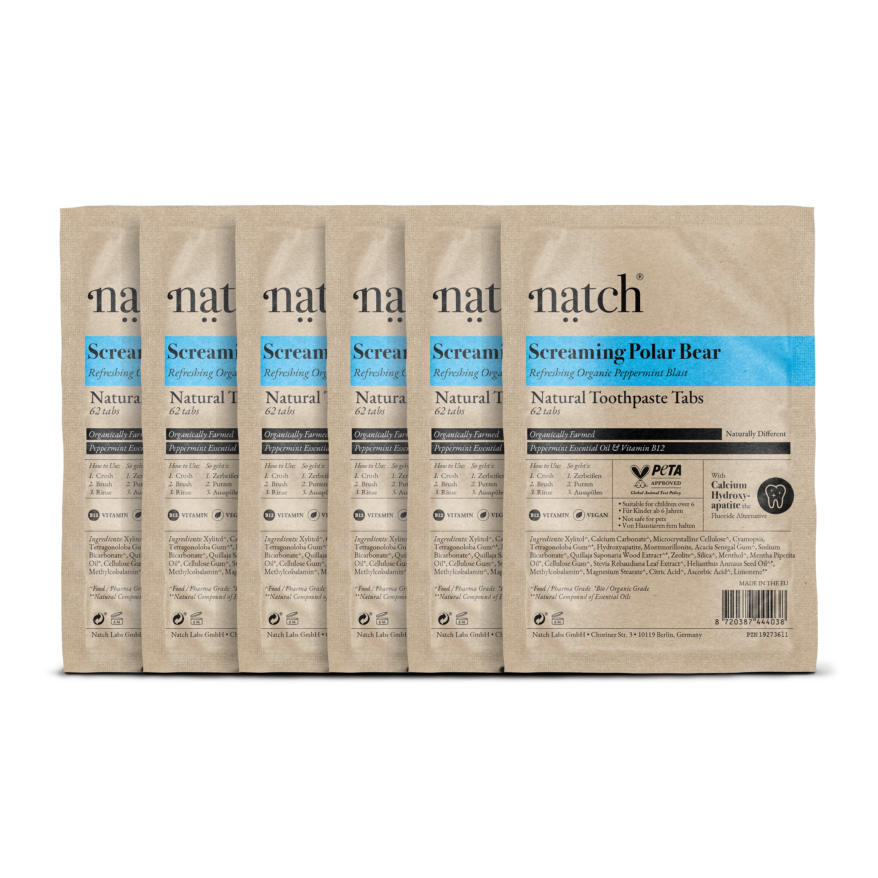 Natch •• Natural Toothpaste Tablets - Screaming Polar Bear 6-Monat ...