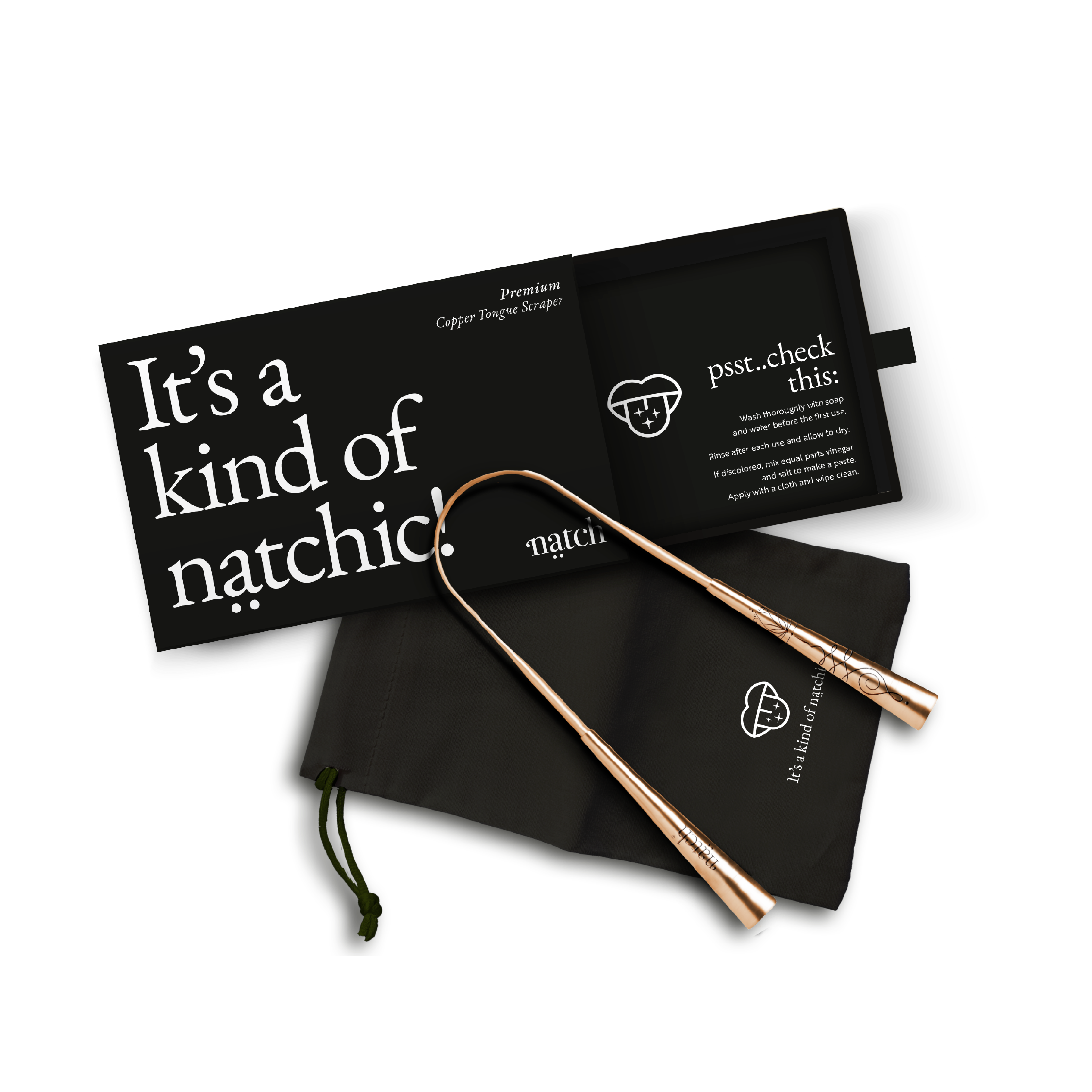 Natch •• Natural Toothpaste Tablets - Premium Copper Tongue Scraper ...