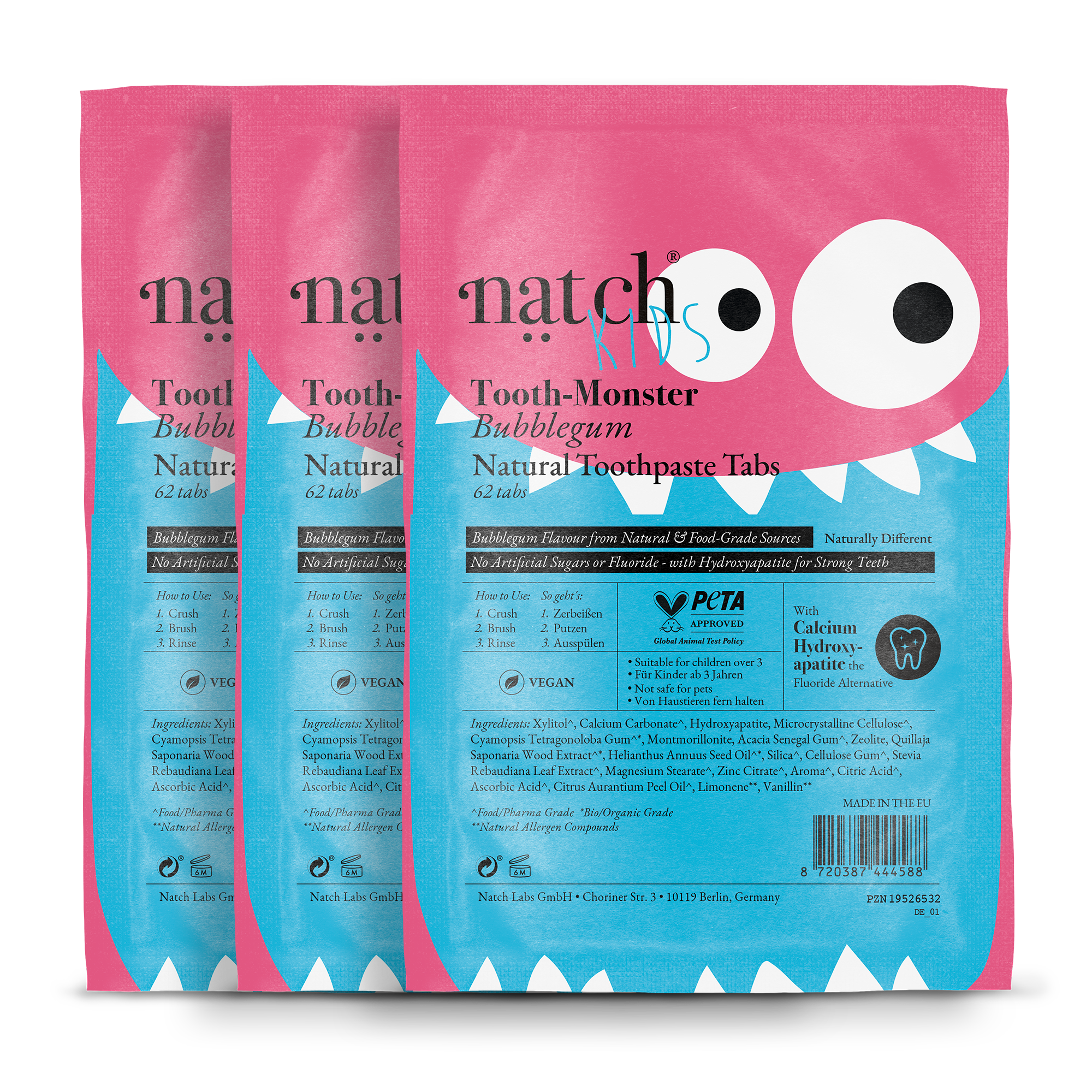 Tooth Monster Bubblegum 3-Month Refill Bags – Natch Labs